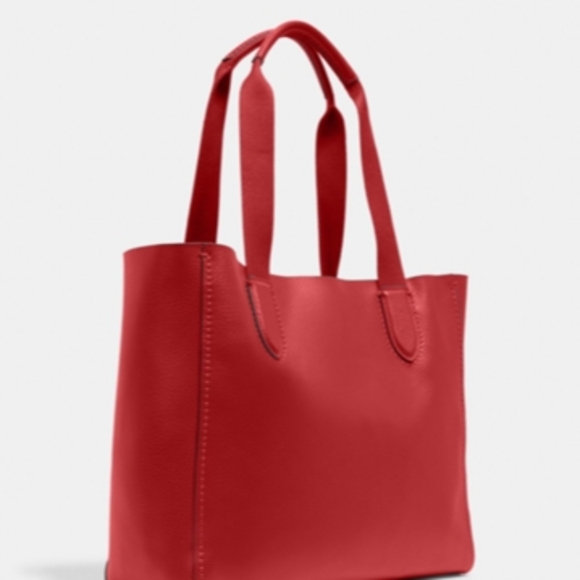 Bags | Red Leather Tote Bag | Poshmark
